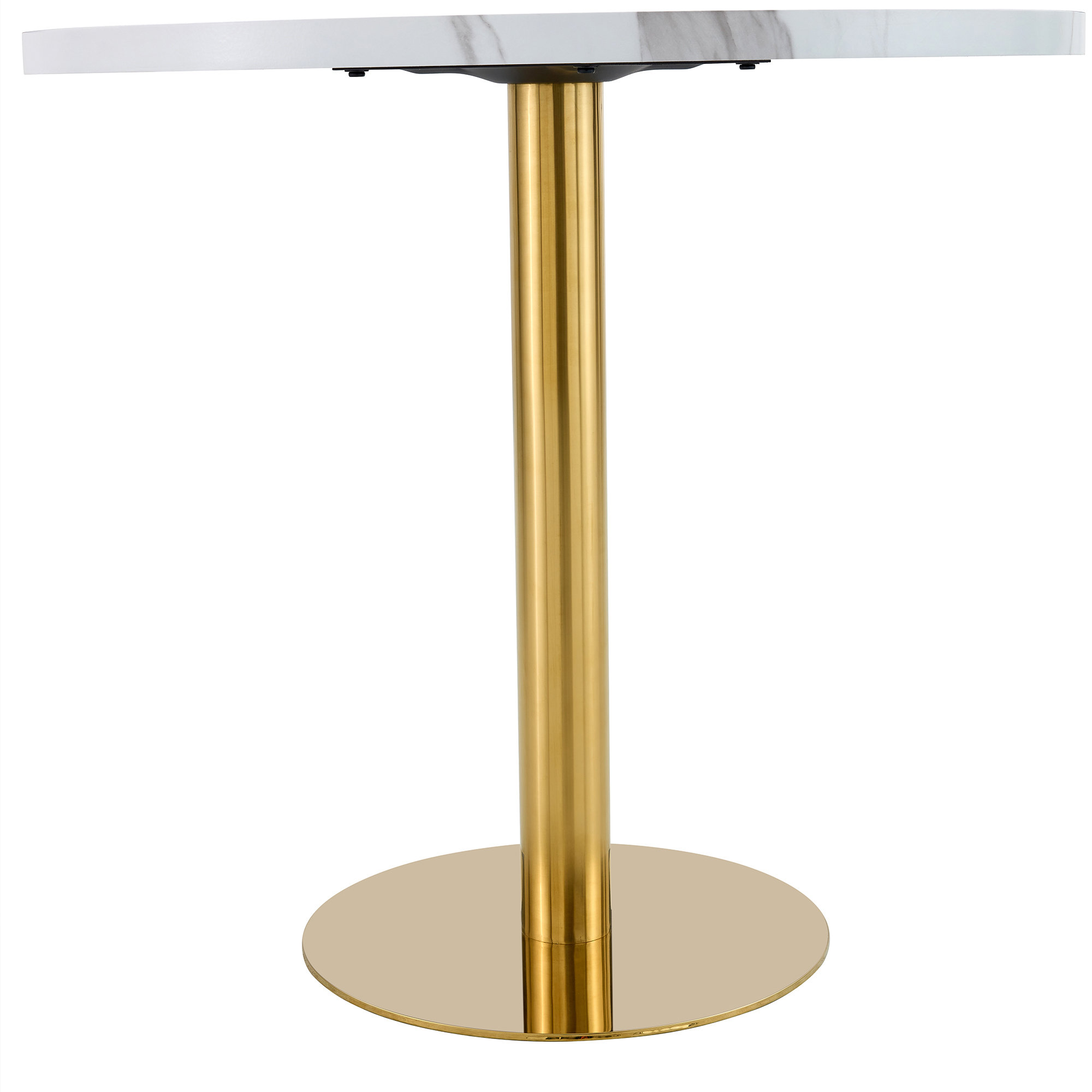 Ebern Designs Elegant Marble Pattern Round Dining Table - Suction Molding Annular Texture Faux ...